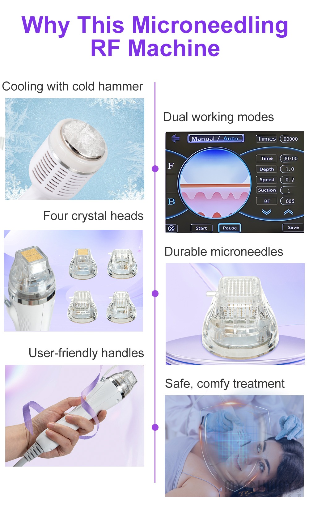 Gold Micro Crystal RF Machine Cold Hammer Pore Refining For Spa
